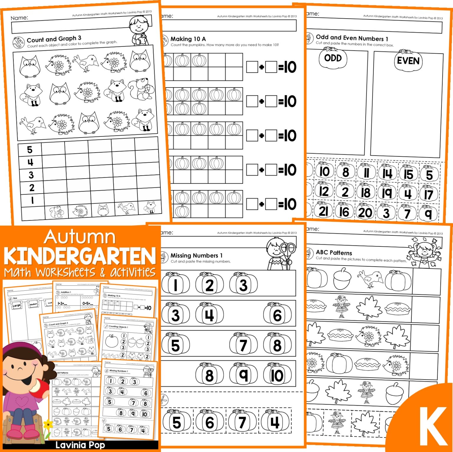 Autumn Math Centers for Kindergarten - In My World