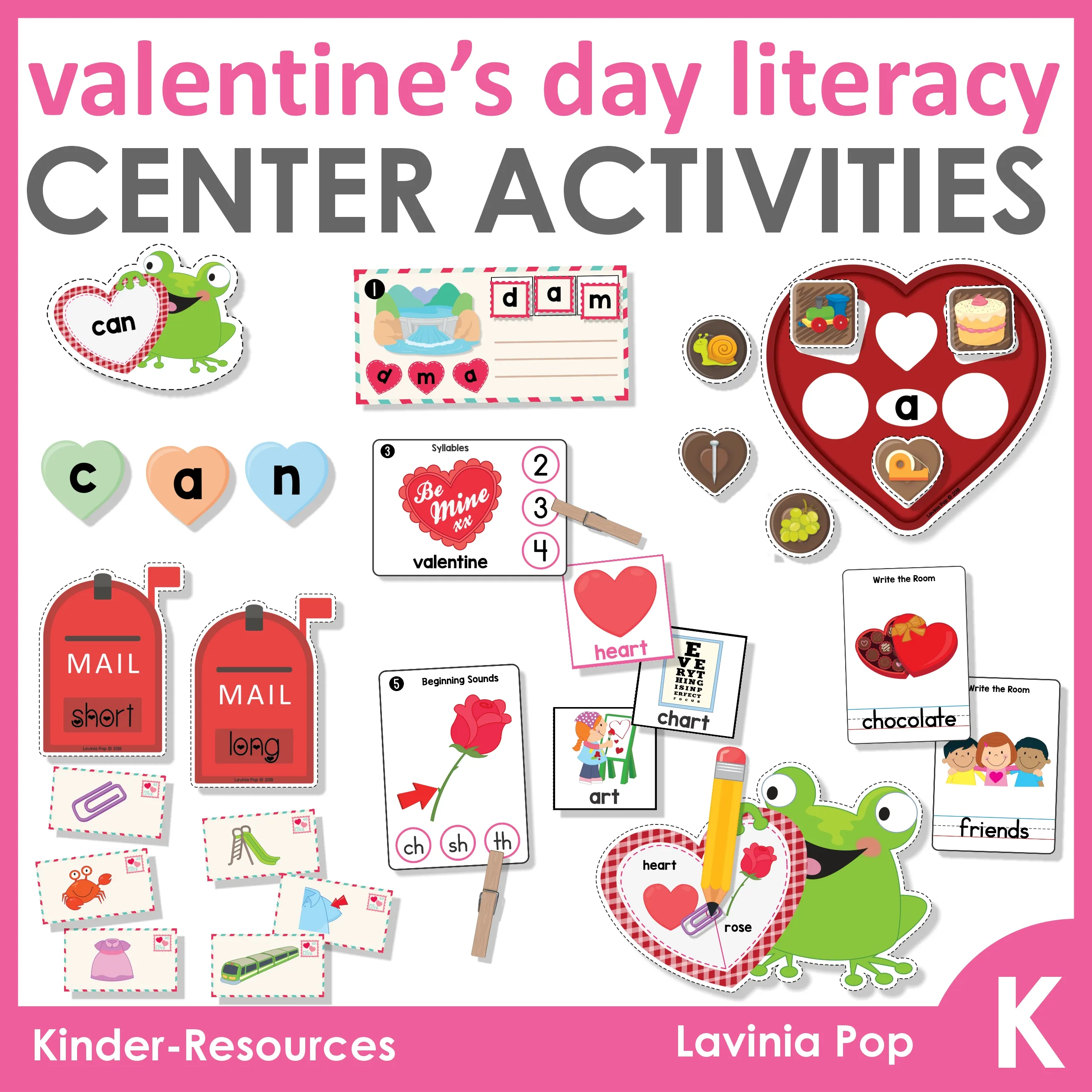 Valentine's Day Literacy Centers for Kindergarten - In My World