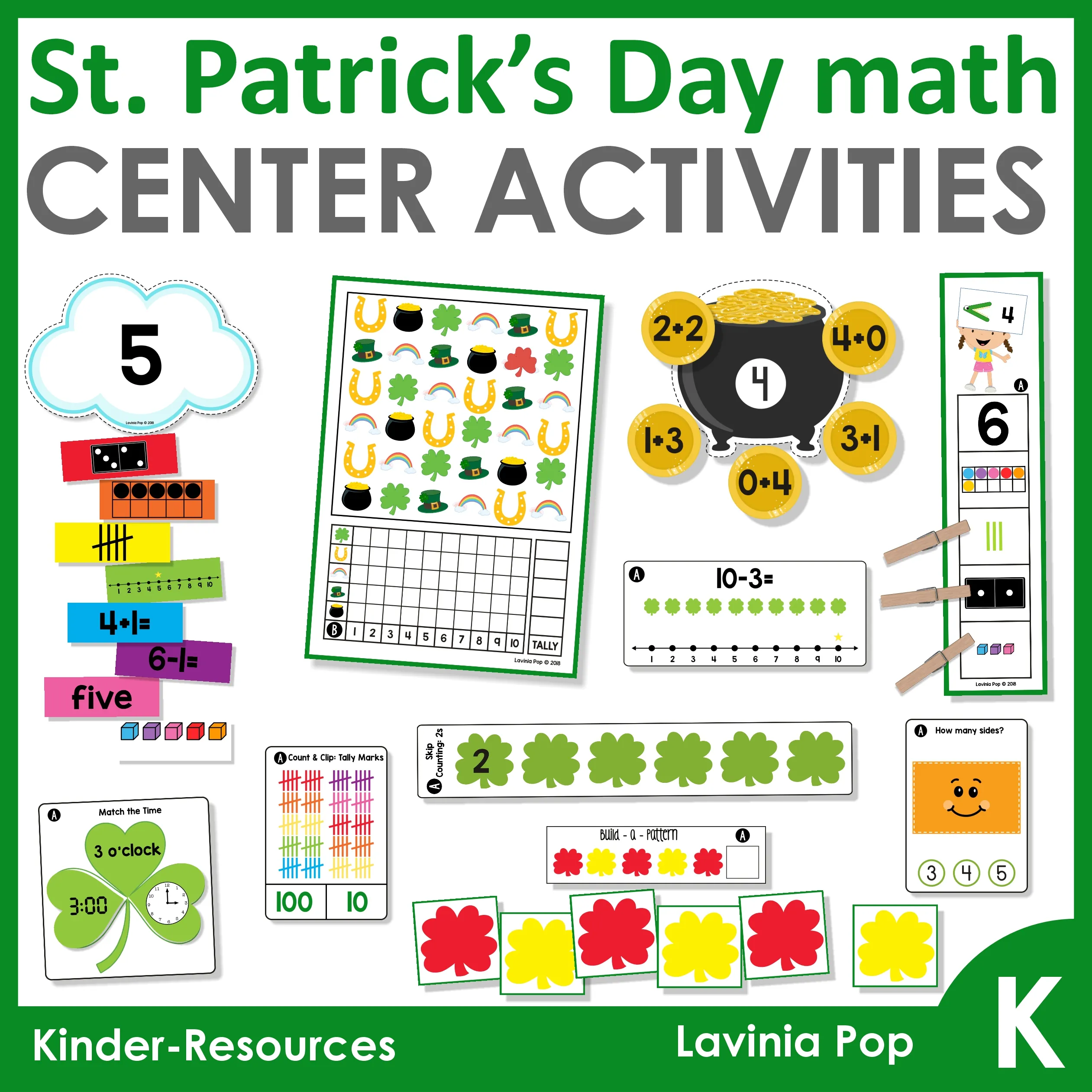 St. Patrick's Day Math Centers for Kindergarten | Morning Tubs / Bins ...