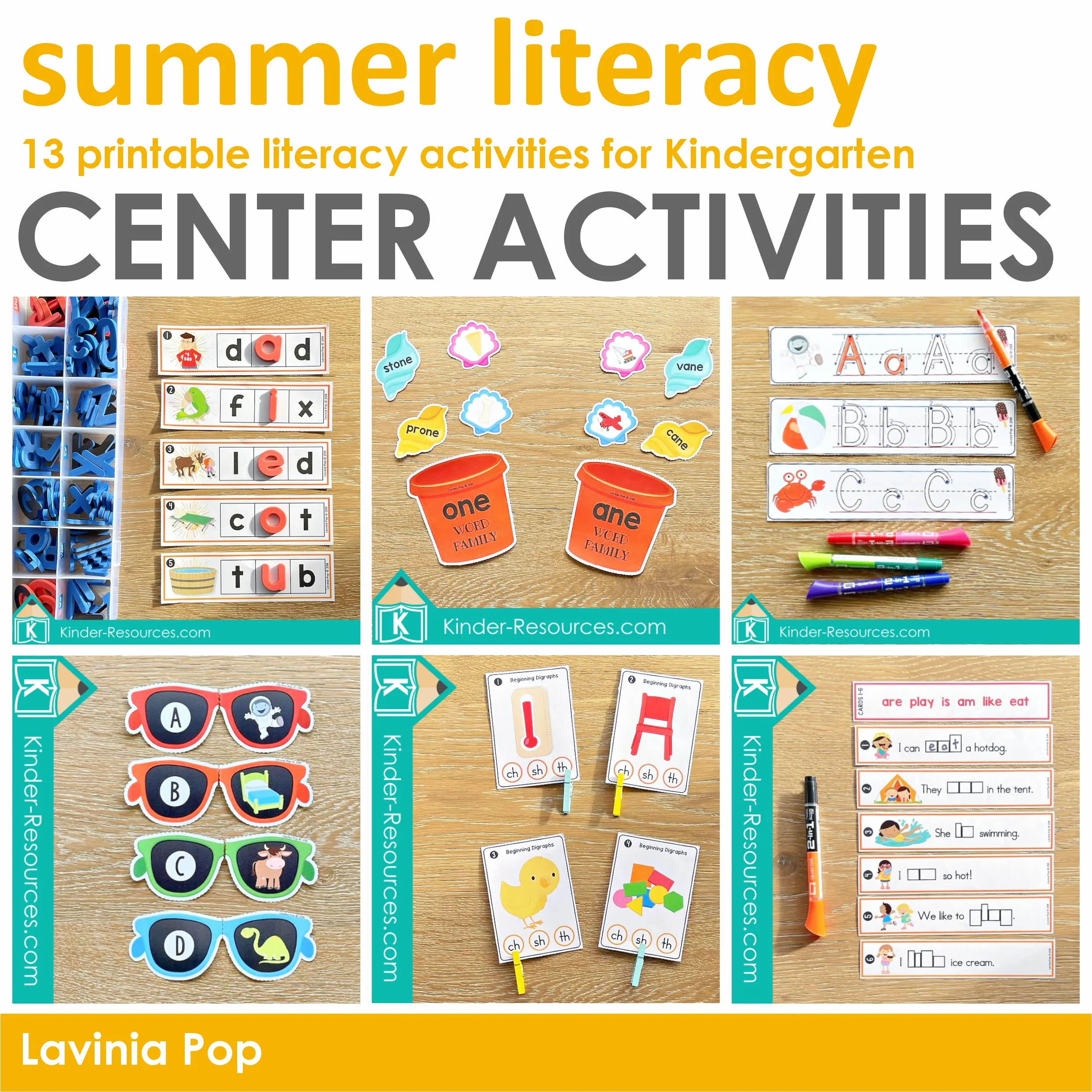 Summer Literacy Centers for Kindergarten - In My World