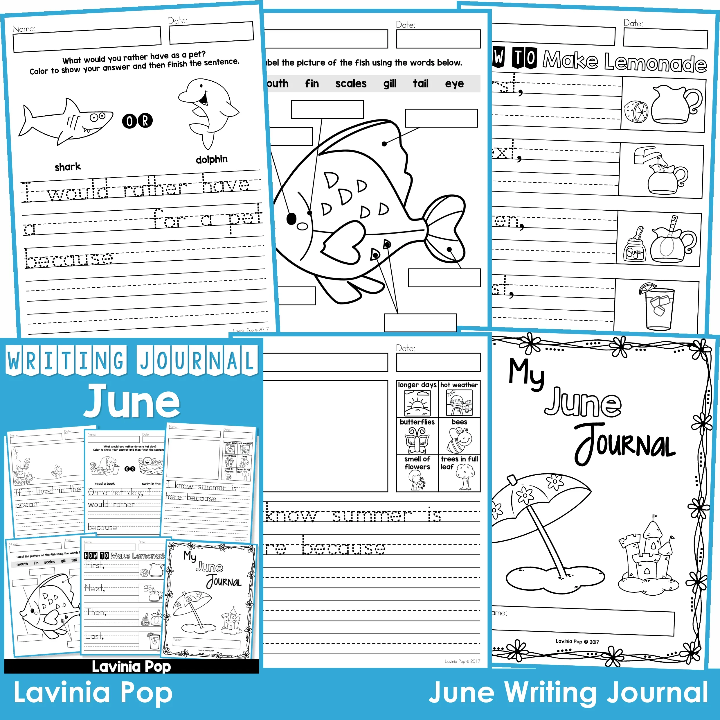 FREE June Writing Journal Prompts - In My World