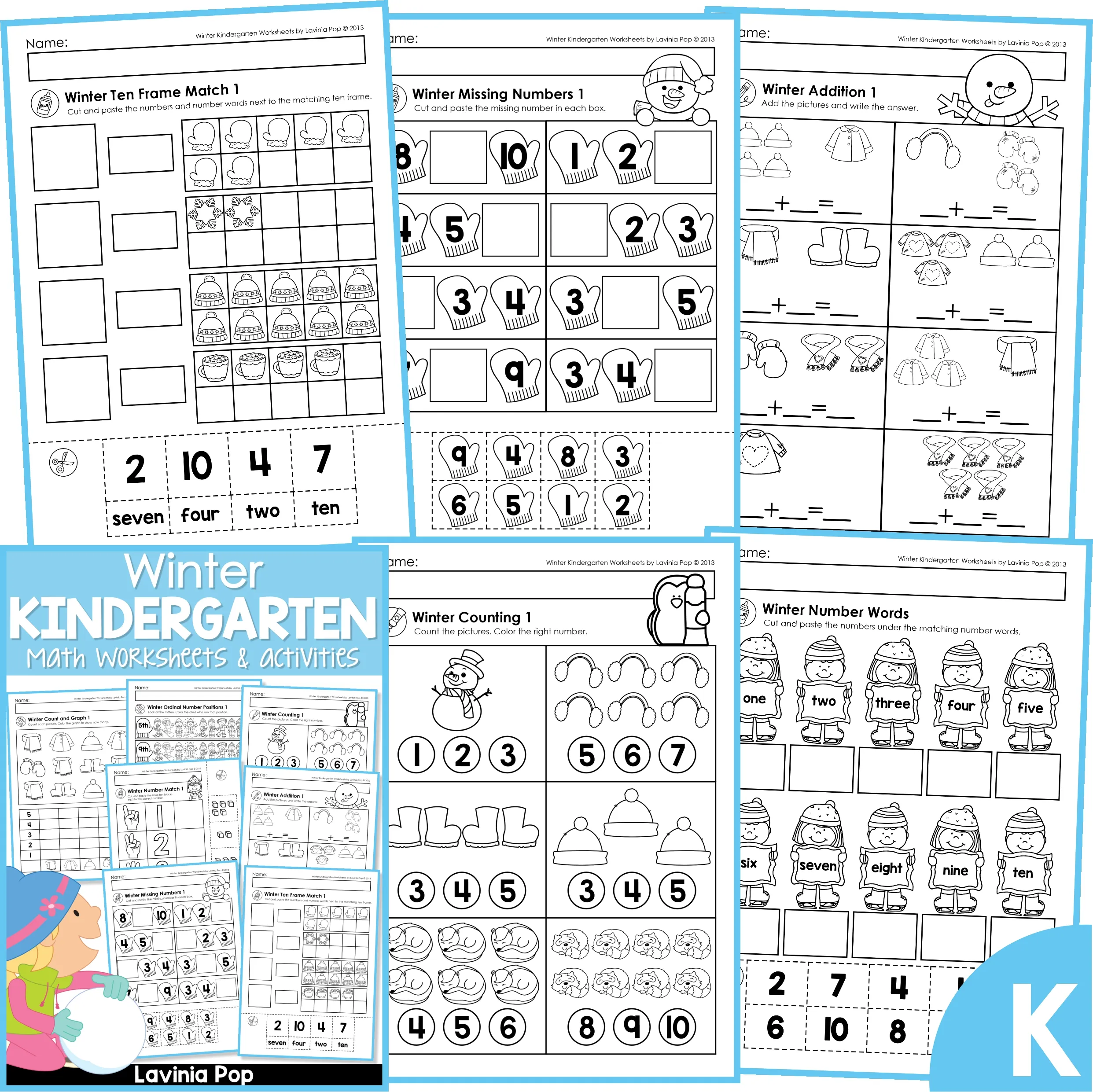 Winter Math Worksheets & Activities No Prep - In My World